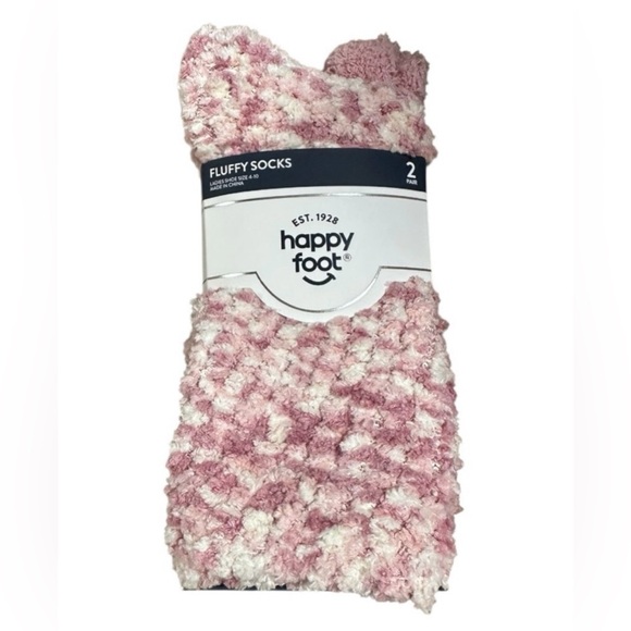 happy foot | Accessories | Nib Happy Foot Fluffy Pink And White Socks ...